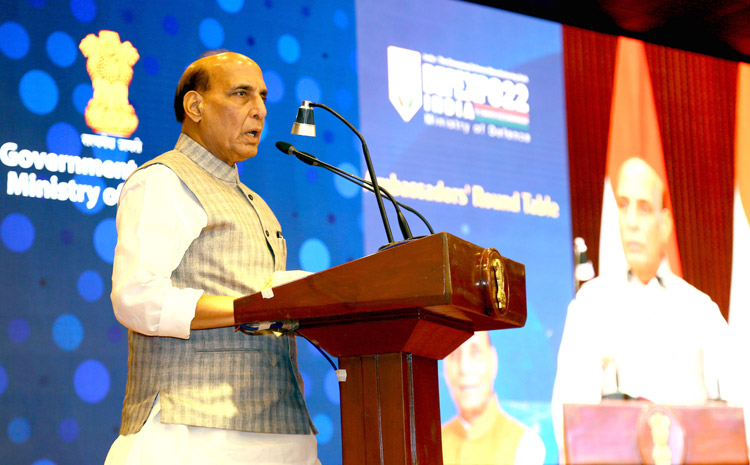 Defence Minister Rajnath Singh chairs Ambassadors' Round Table for DefExpo 2022